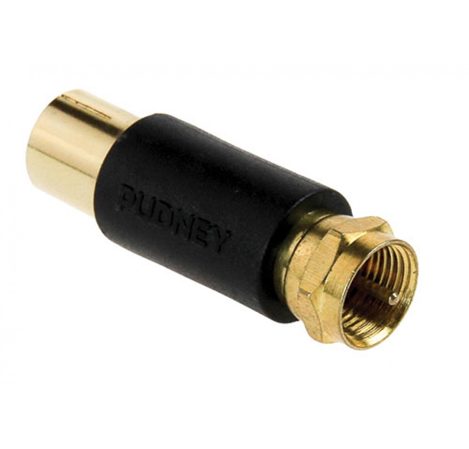 Pudney Adaptor Coaxial Socket to F Plug - Connectors - Connected